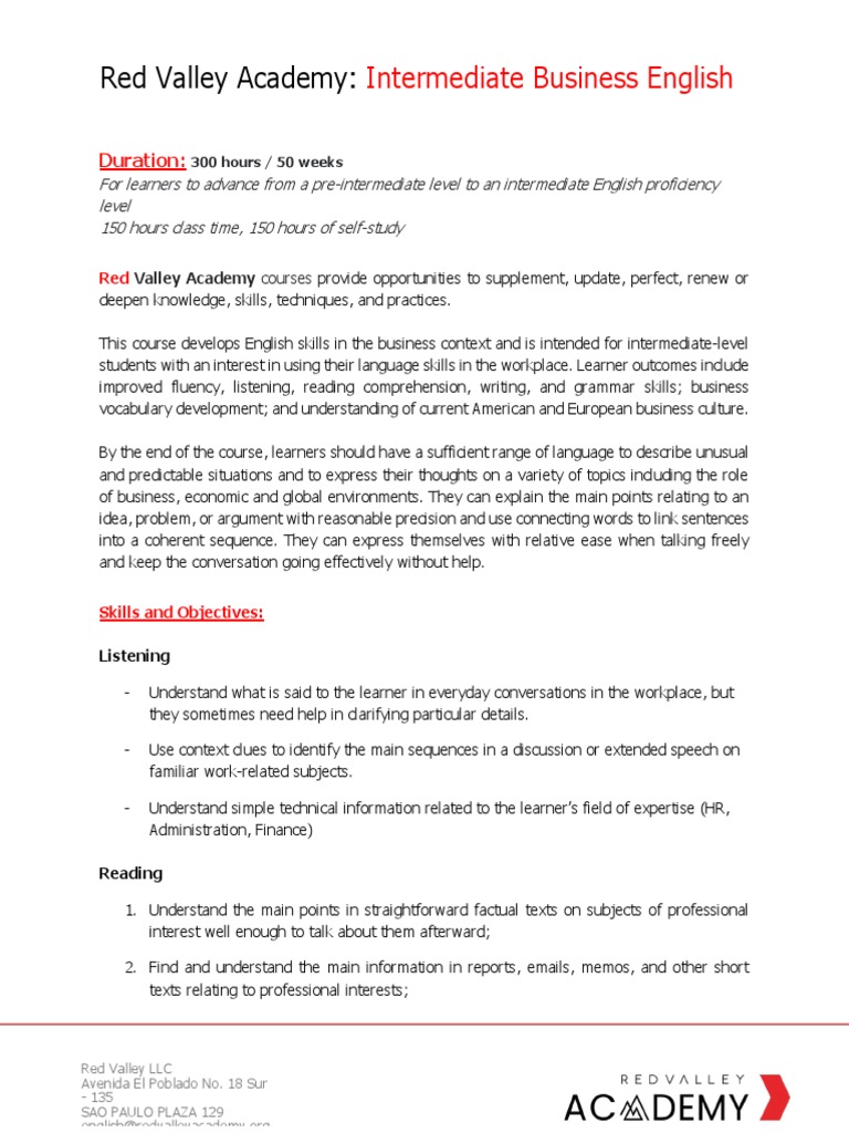 Intermediate Business English Course | PDF | English Language ...