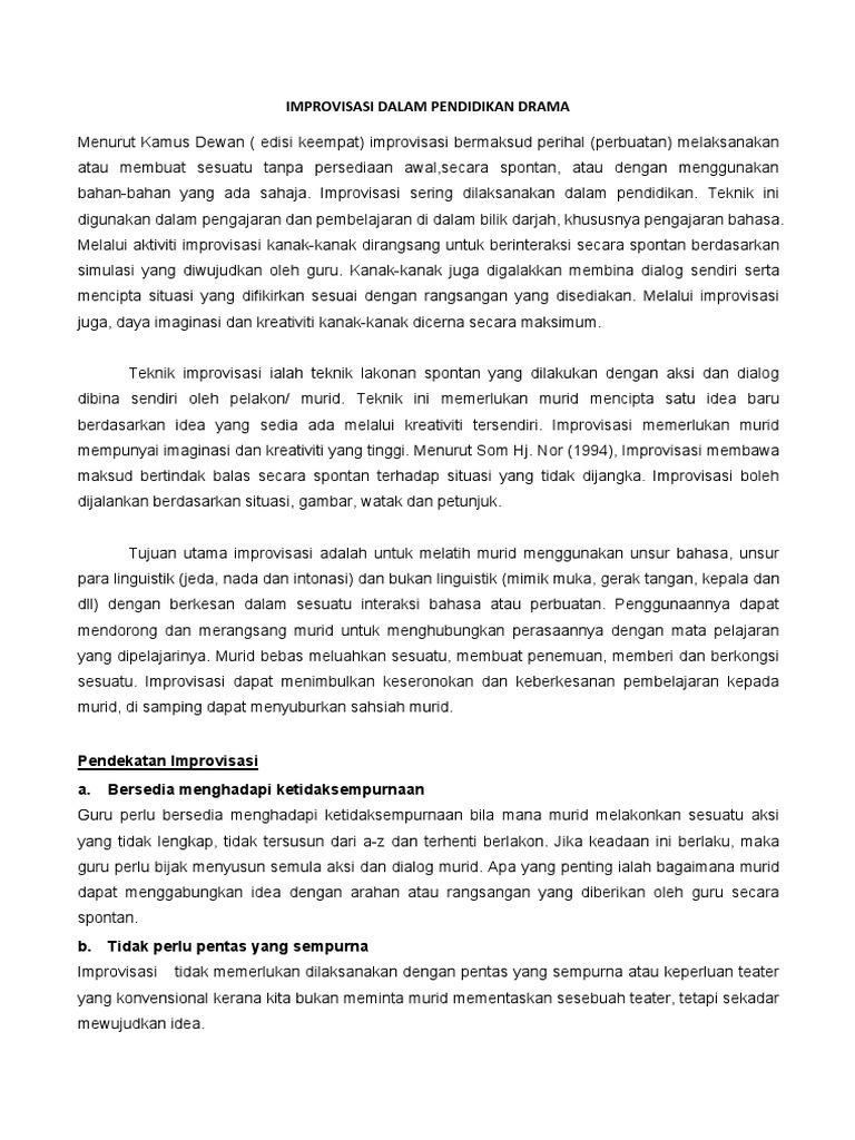 Improvisasi Dalam Pendidikan Drama | PDF | Kesehatan Holistik