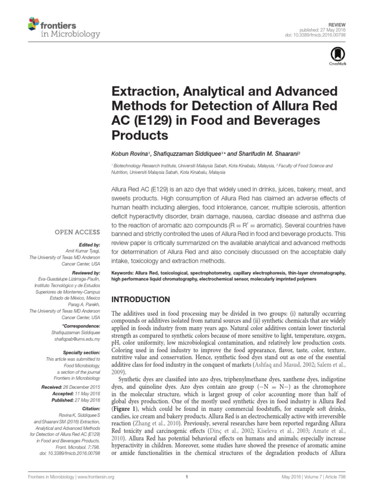 Allura Red E129 | PDF | High Performance Liquid Chromatography ...