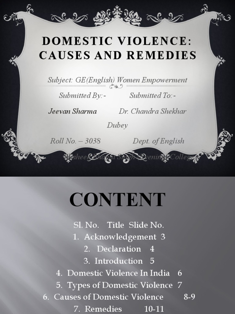 Domestic Violence: Causes and Remedies | PDF | Domestic Violence | Violence