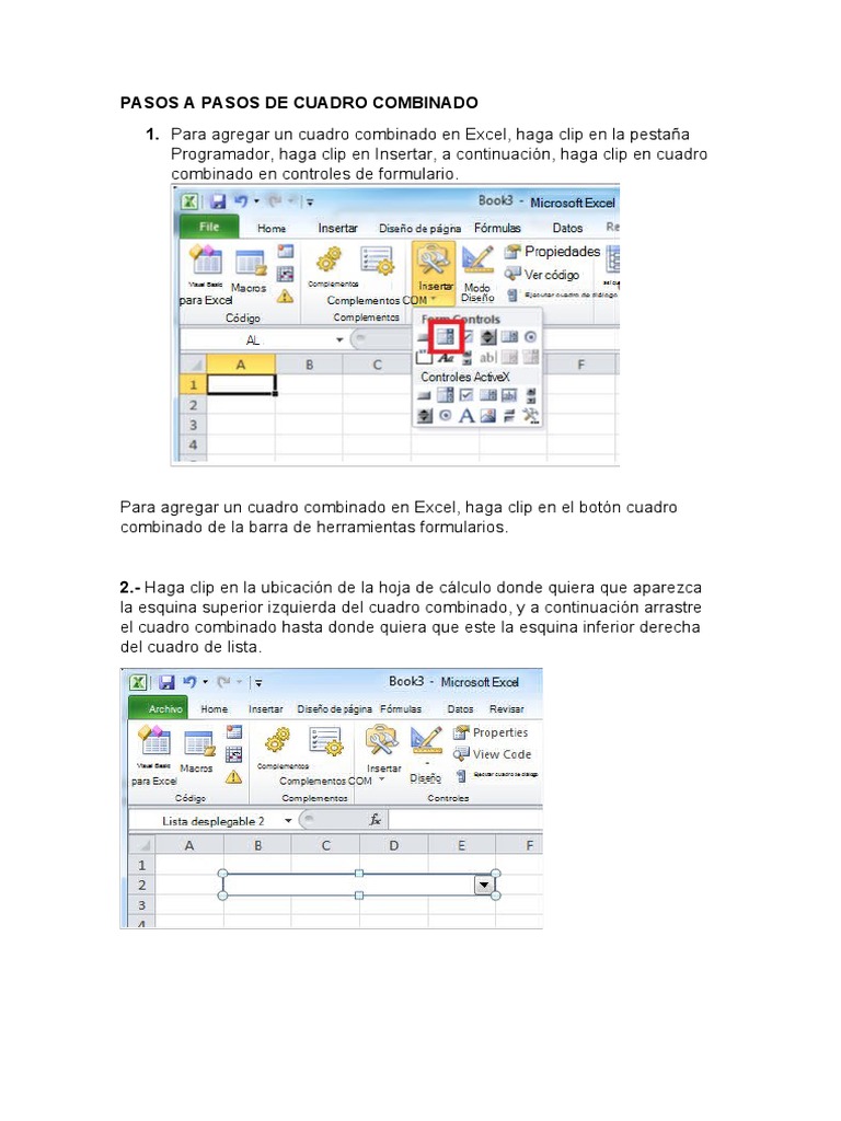 Pasos de Cuadro Combinado | PDF