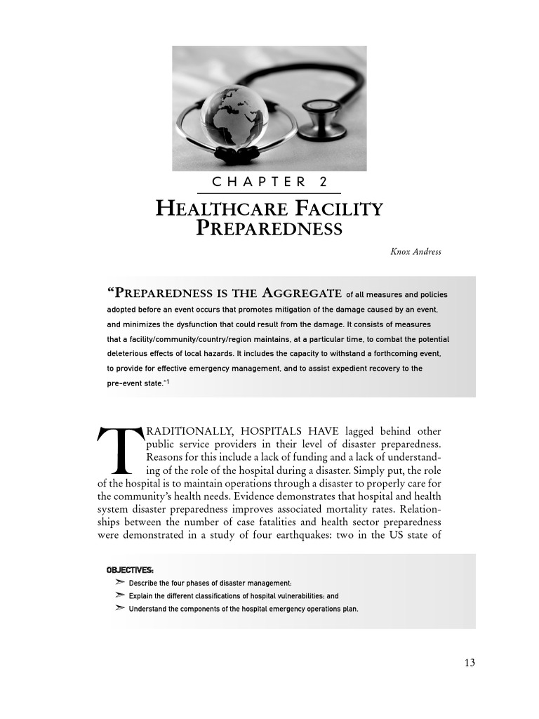 HEALTHCARE FACILITY PREPAREDNESS IN DISASTER | PDF | Emergency ...