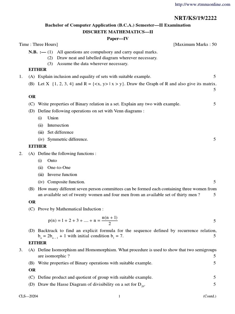 Bachelor of Computer Application (B.C.A.) Semester-II Examination ...