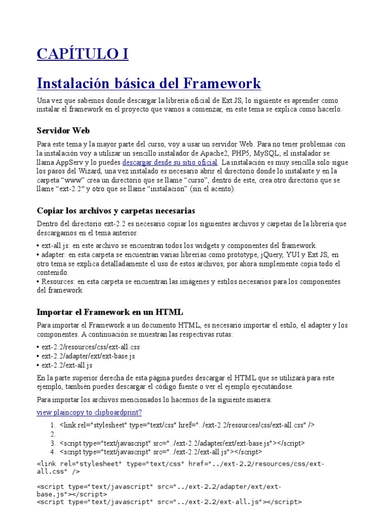 Manual De Extjs Con Ejemplo Pdf Script Java Html