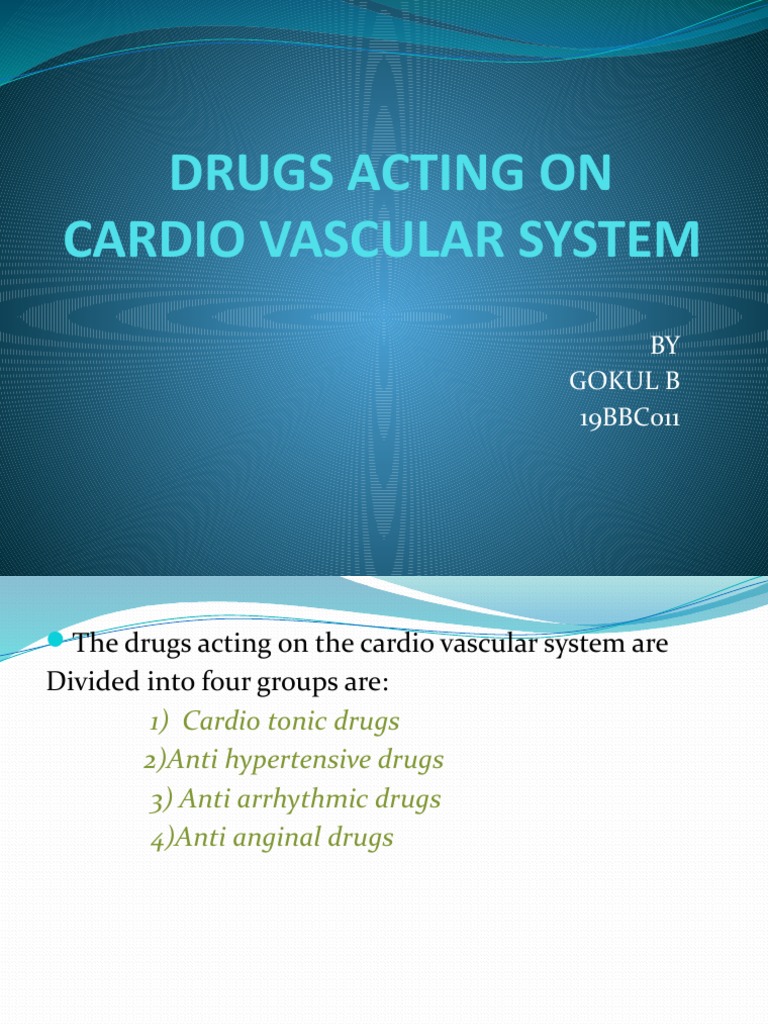 Cardiovascular Drug Classifications | PDF | Heart | Hypertension