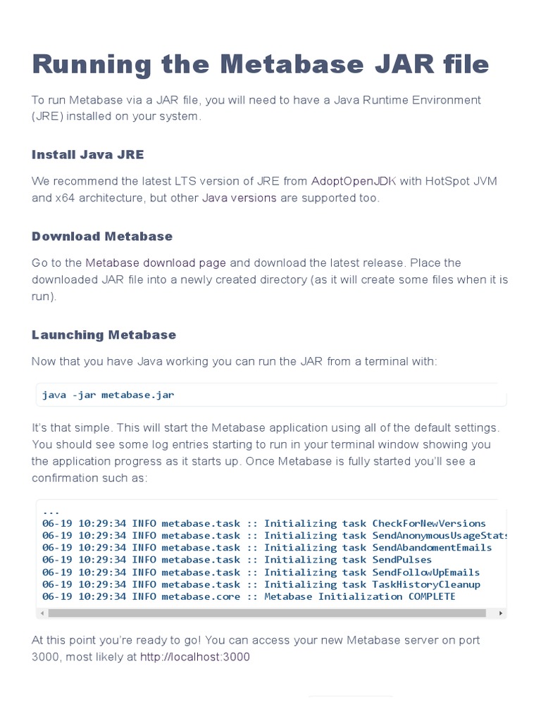 Running The Metabase Jar File | PDF