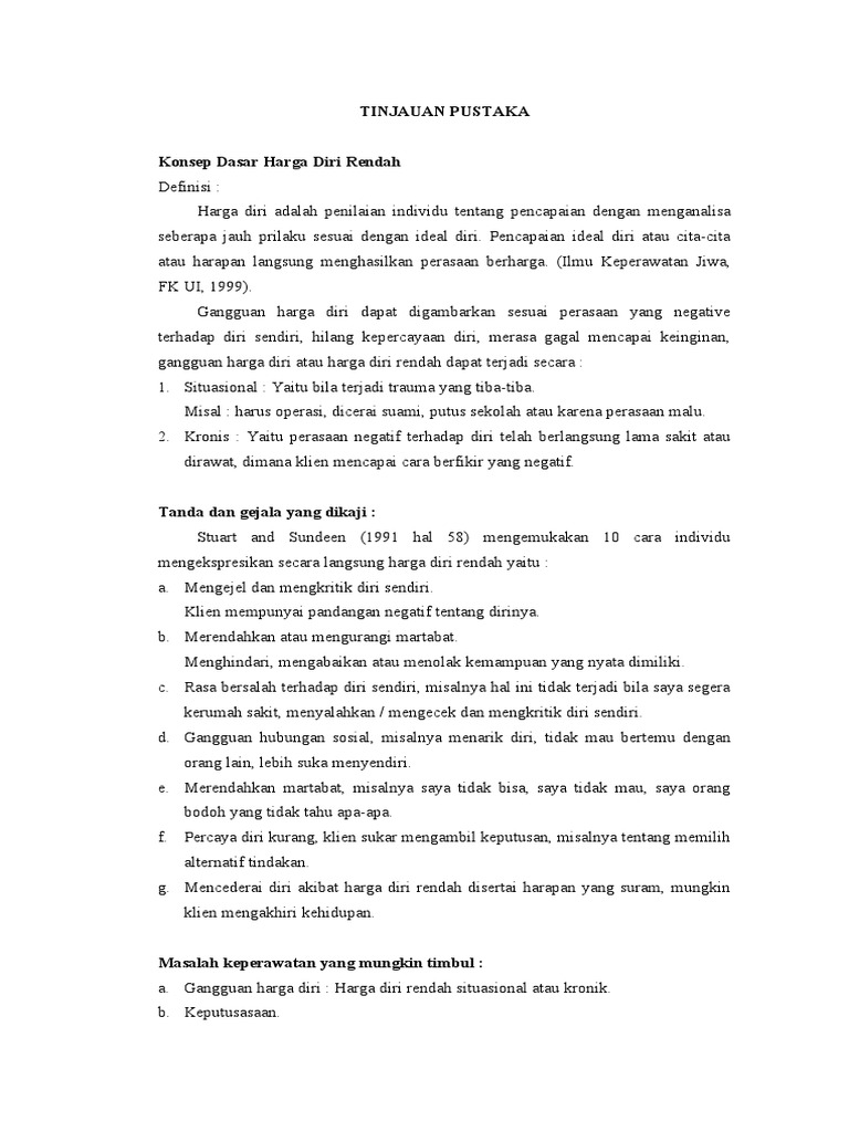 Konsep Harga Diri Rendah (Illla) | PDF Konsep Harga Diri Rendah (Illla) | PDF