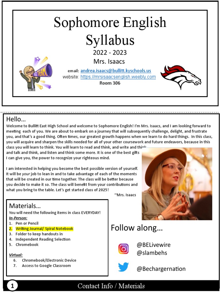 Working Syllabus Sophomore English 2022-2023 | PDF | Career & Growth