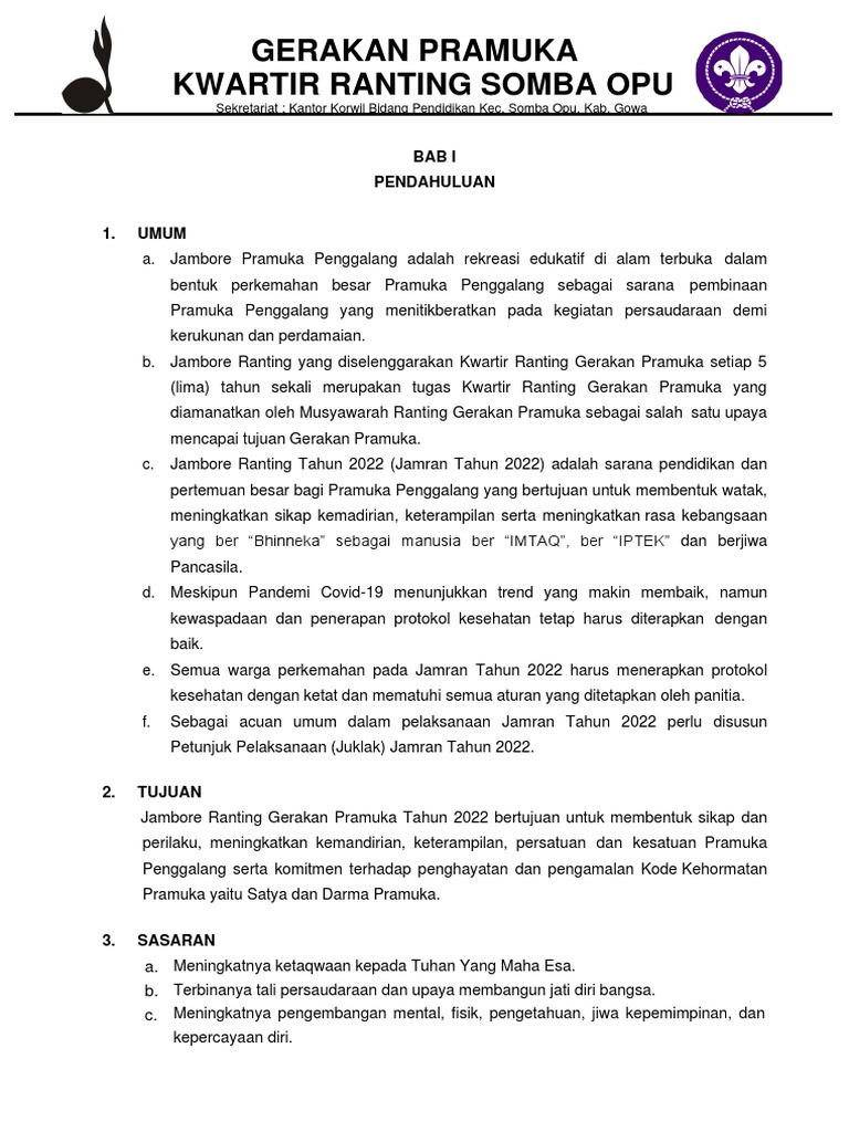 Juklak Jambore Ranting 2022 | PDF