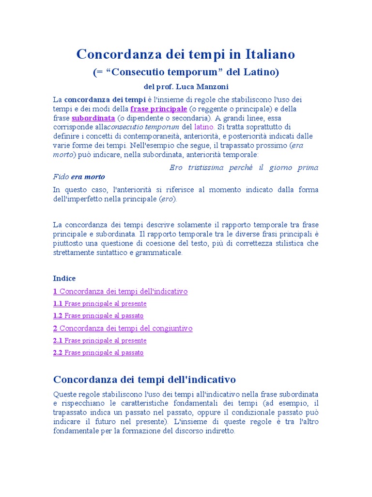 Concordanza Dei Tempi in Italiano | PDF