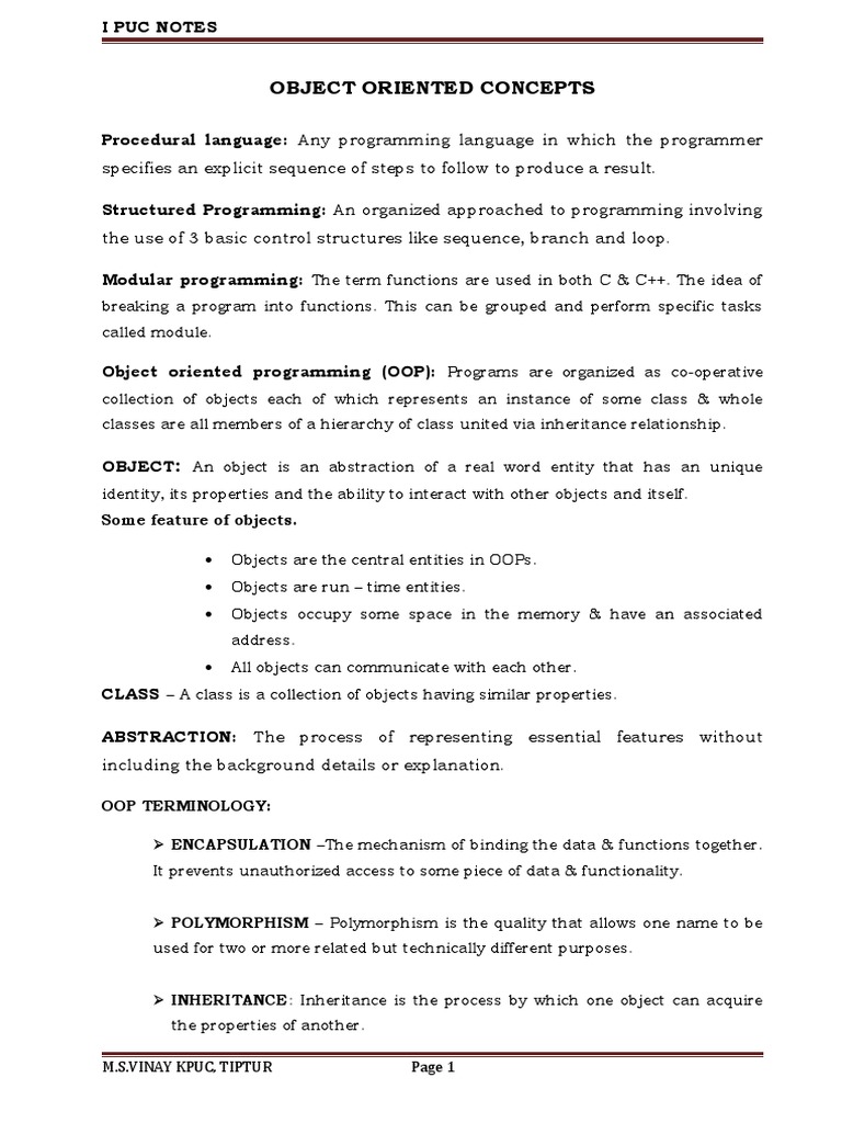 I Puc C++ | PDF | Object Oriented Programming | Parameter (Computer ...