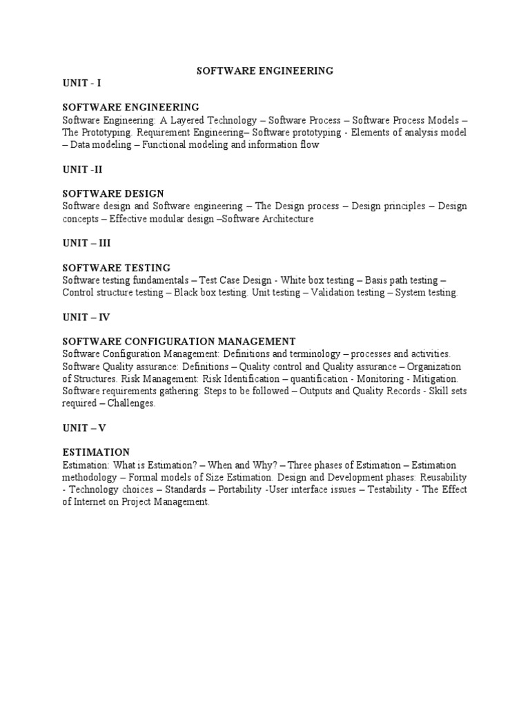Software Engineering Unit - I Software Engineering | PDF | Software ...