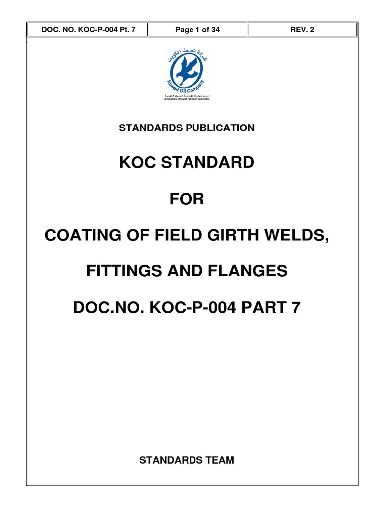 Final KOC-P-004 Part 7 - Rev 2.docx As On 30.06 KOC Standard For Coating | PDF | Pipe (Fluid ...
