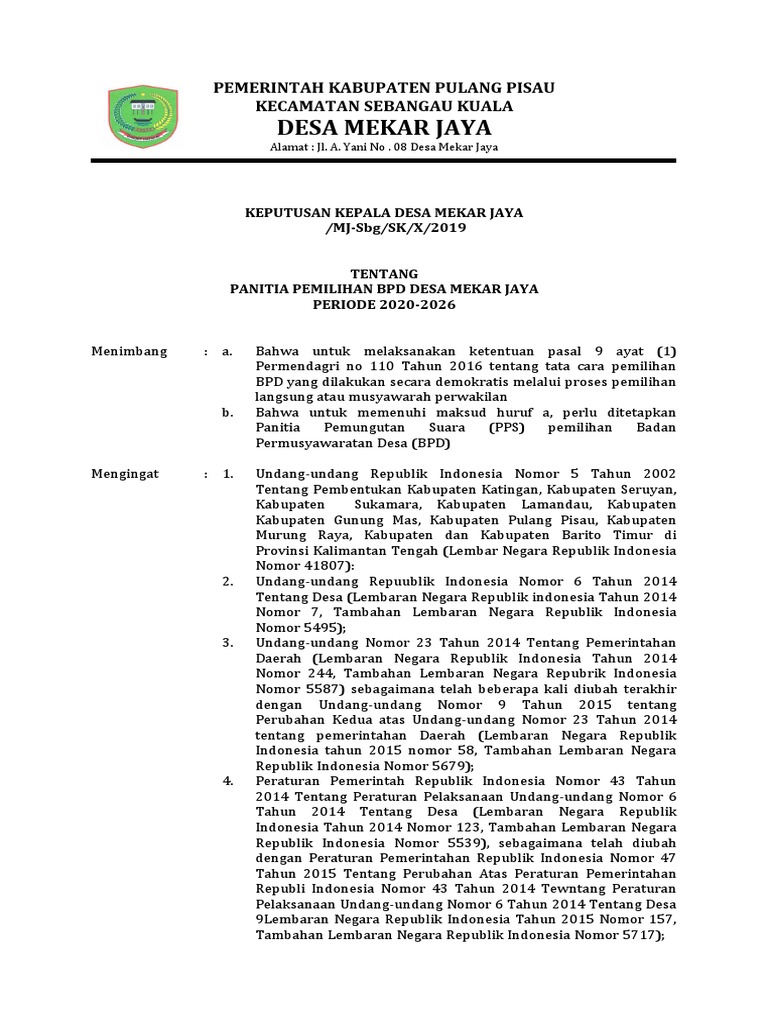 SK Panitia Pemilihan BPD | PDF