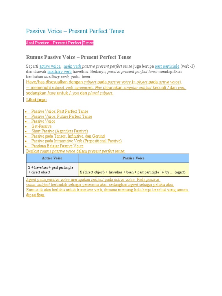 Present Perfect Tense - Passive Voice | PDF
