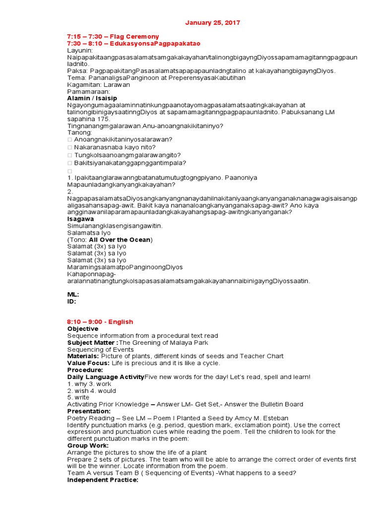 Grade 2 DLP Q4 All Subjects 8 | PDF | Tempo | Dances