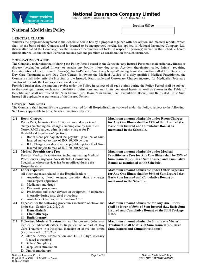 Policy - NMP | PDF | Insurance | Hospital