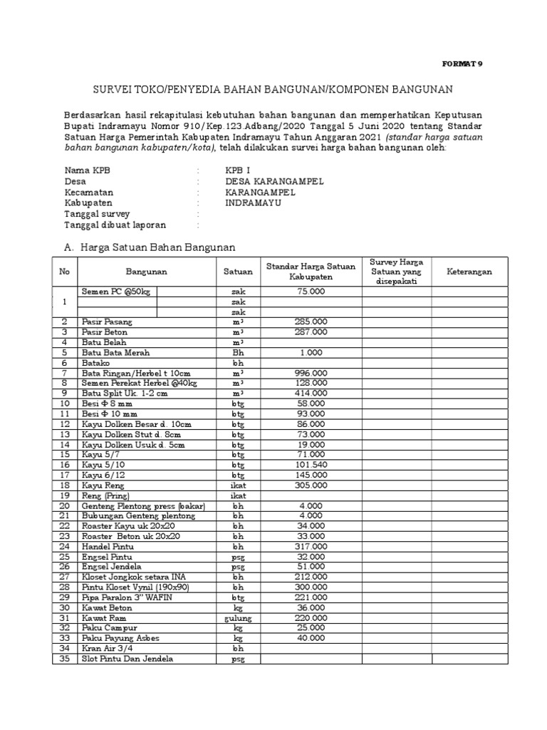 Survey Toko Bangunan | PDF