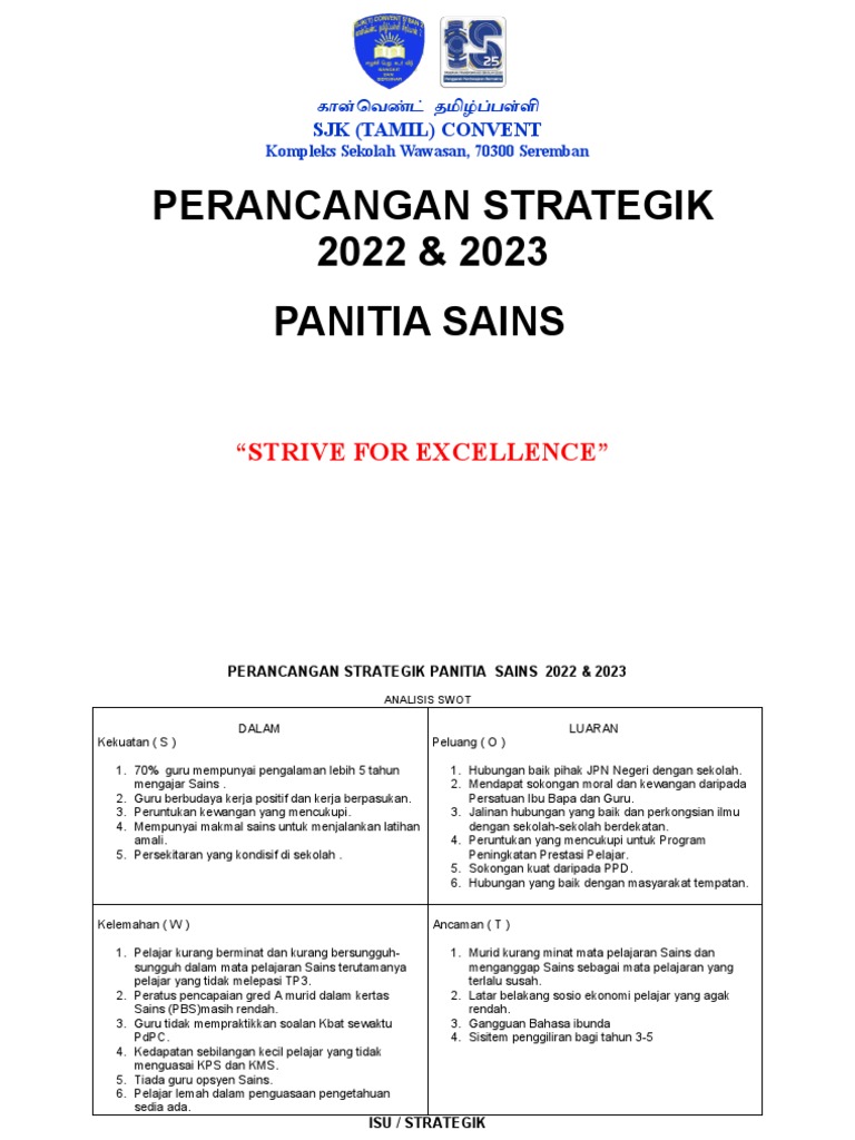 Perancangan Strategik PANITIA SAINS 2022 | PDF