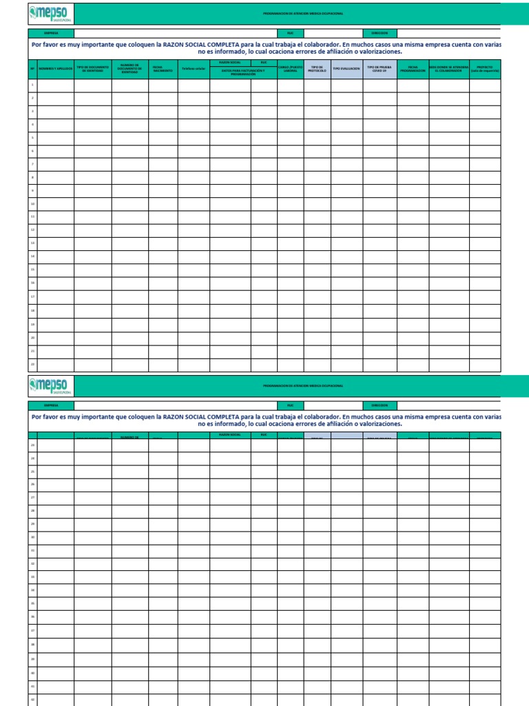 Formato de Programacion Emo - Mepso v6 | PDF