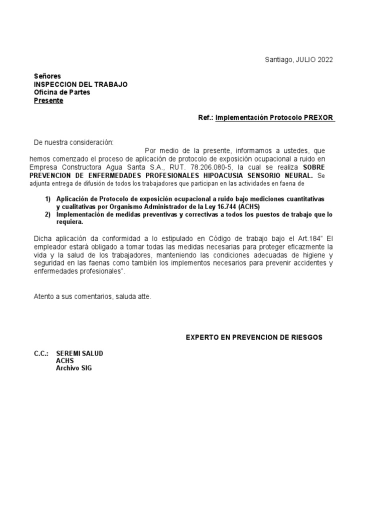 Carta Inspeccion Del Trabajo | PDF