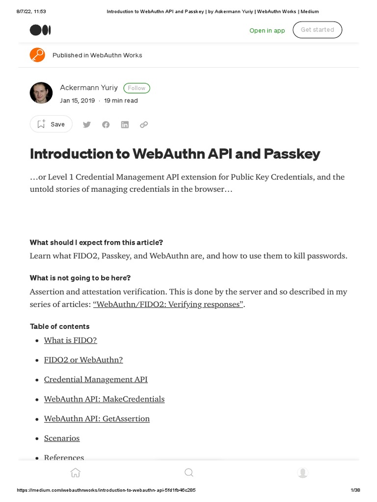 Introduction To WebAuthn API and Passkey | PDF | Authentication | Password Introduction To WebAuthn API and Passkey | PDF | Authentication | Password
