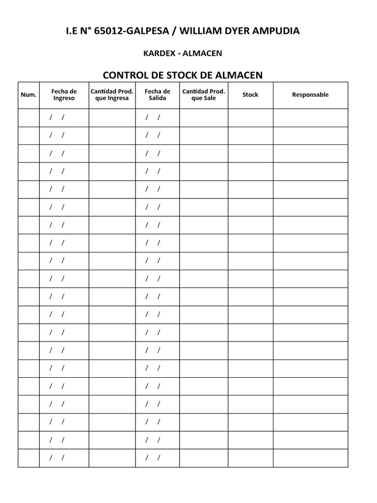 kARDEX - ALMACEN | PDF