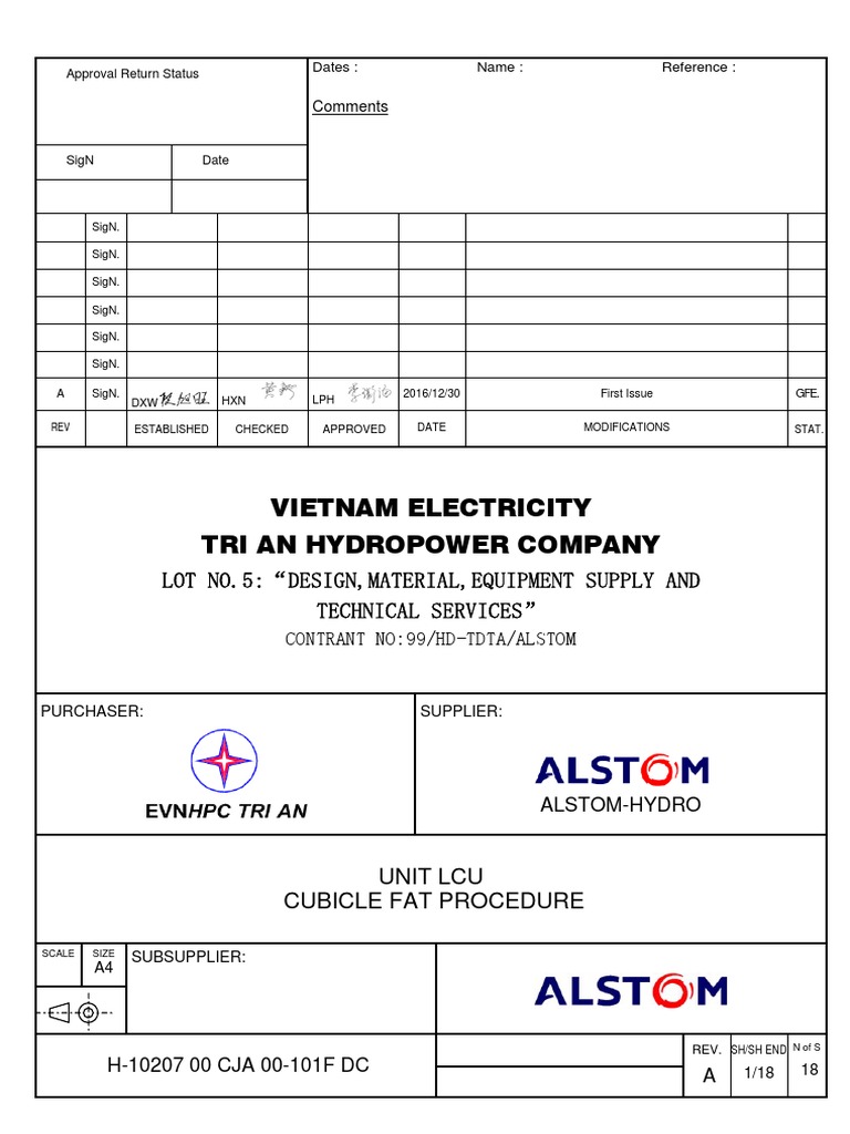 LCU Cubicle Factory Acceptance Test Procedure | PDF | Electrical ...