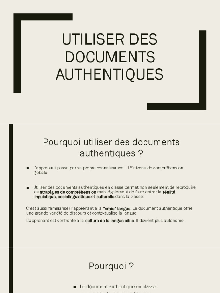 Avantages des Documents Authentiques en Classe | PDF | la communication ...