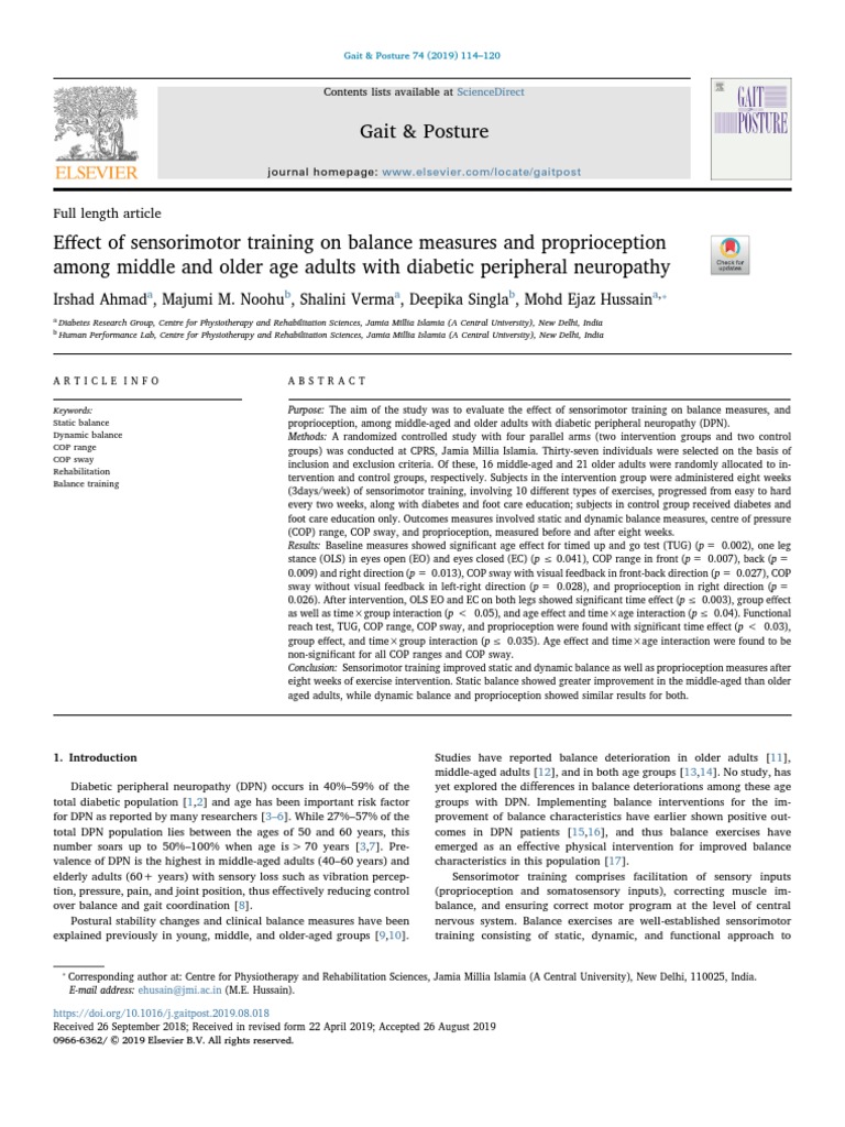 Sensorimotor Training For Balance | PDF | Balance (Ability) | Clinical Medicine