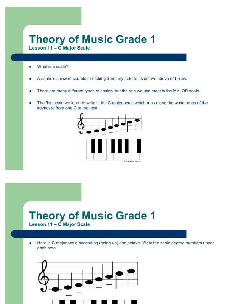Gr1 Lesson 11 C Major Scale | PDF