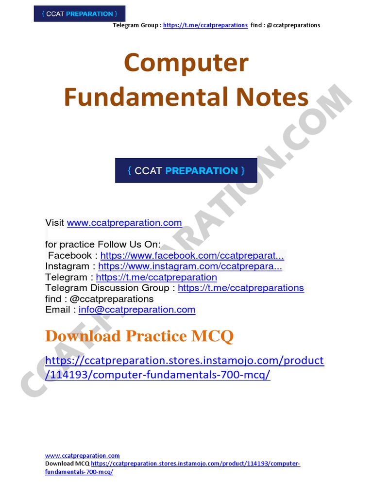 Computer Fundamental Notes: Download Practice MCQ | PDF | Computer ...