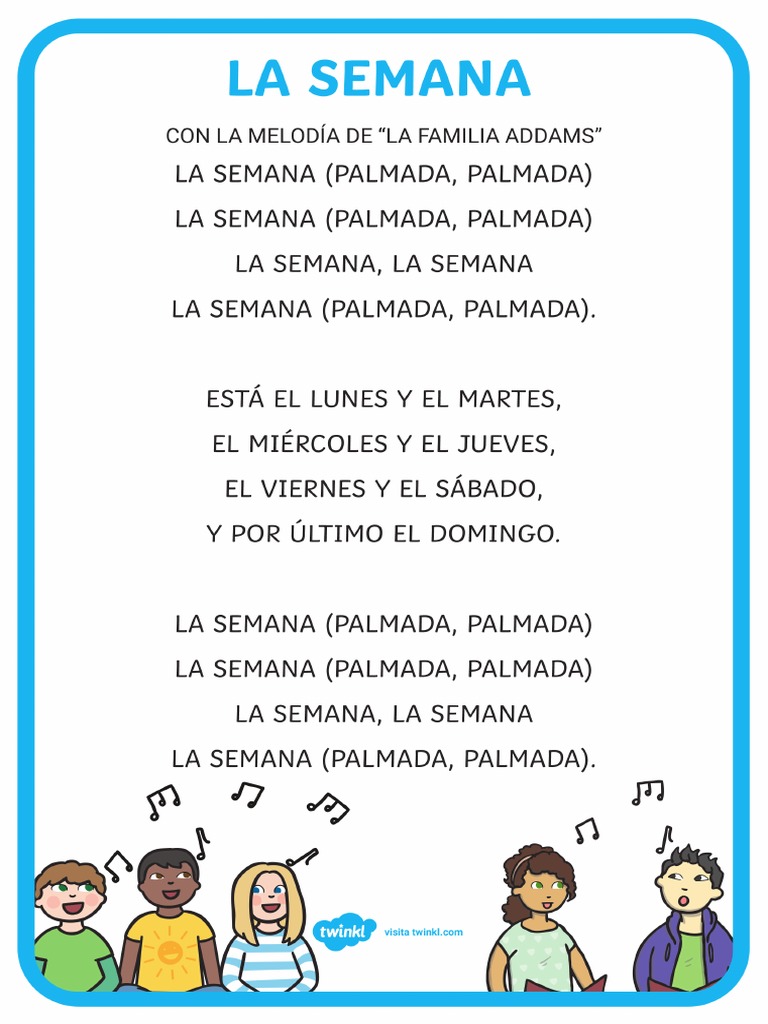 Póster Canción de Los Días de La Semana | PDF