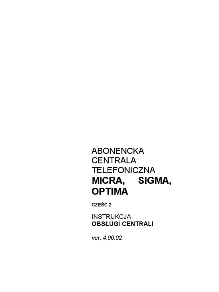 Instrukcja Obslugi Centrali Micra Sigma Optima | PDF