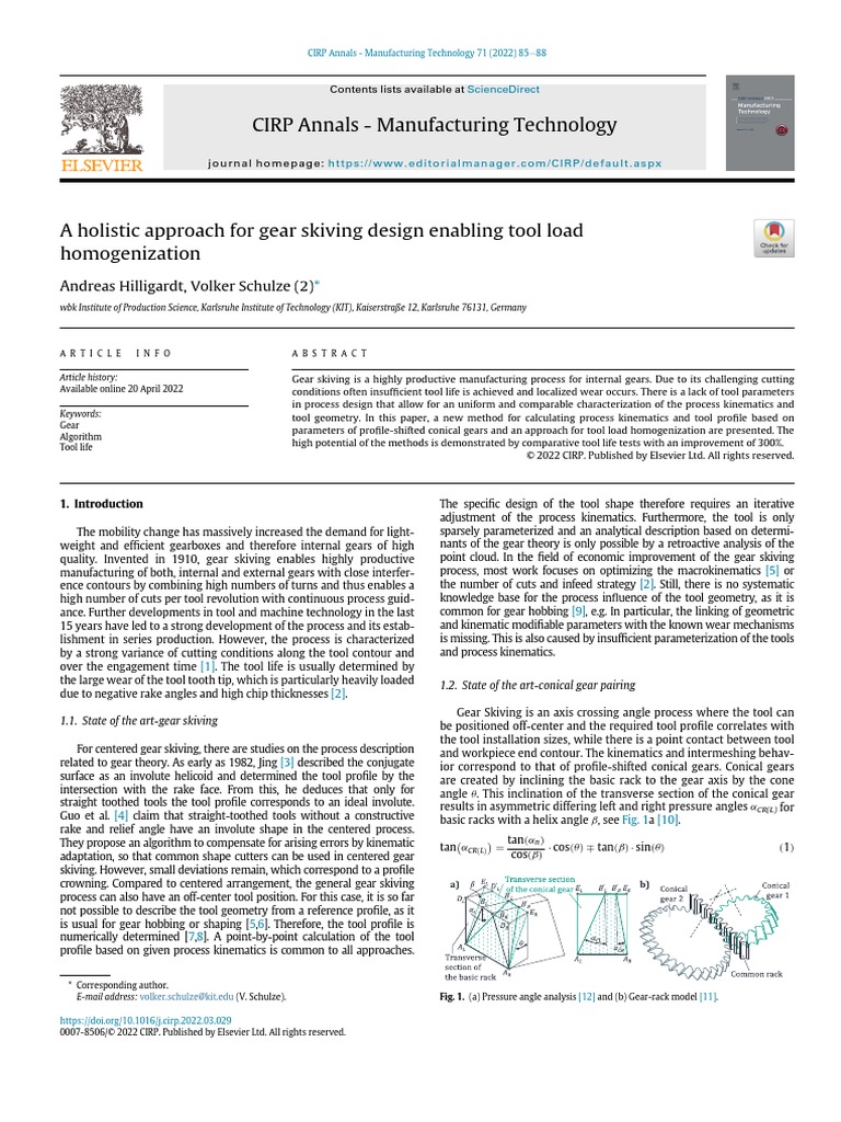 A Holistic Approach For Gear Skiving Design Enabling Tool Load ...