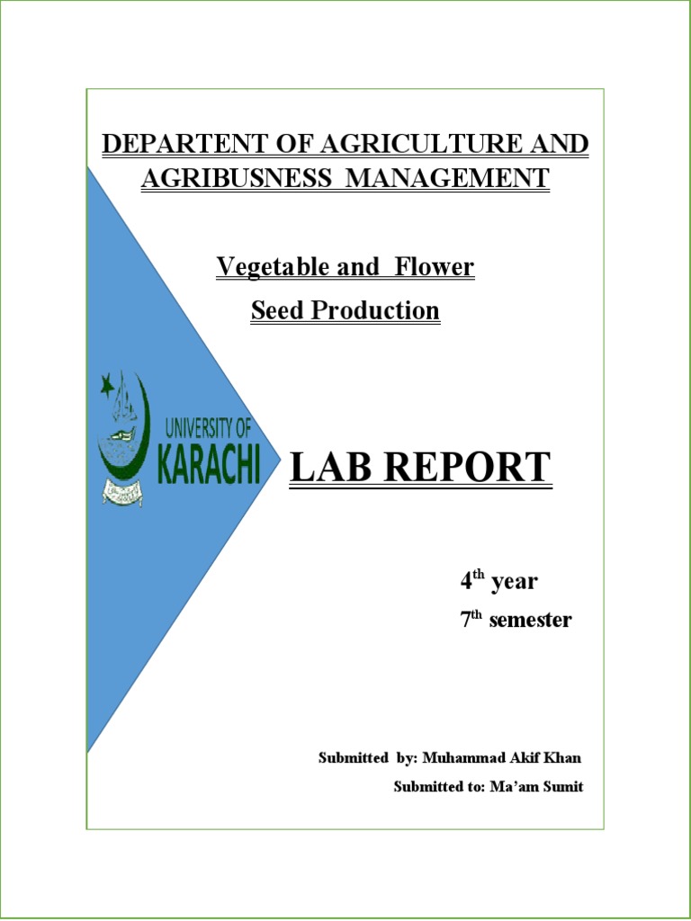 Lab Report: Departent of Agriculture and Agribusness Management ...