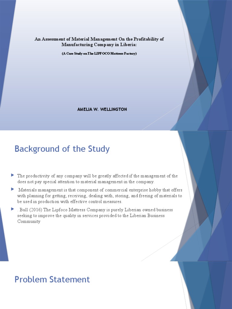 An Assessment of Material Management On The Profitability of ...