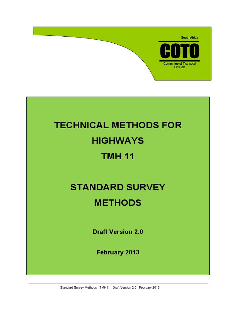 TMH11 2013 Standard Survey Methods | PDF | Surveying | Geodesy
