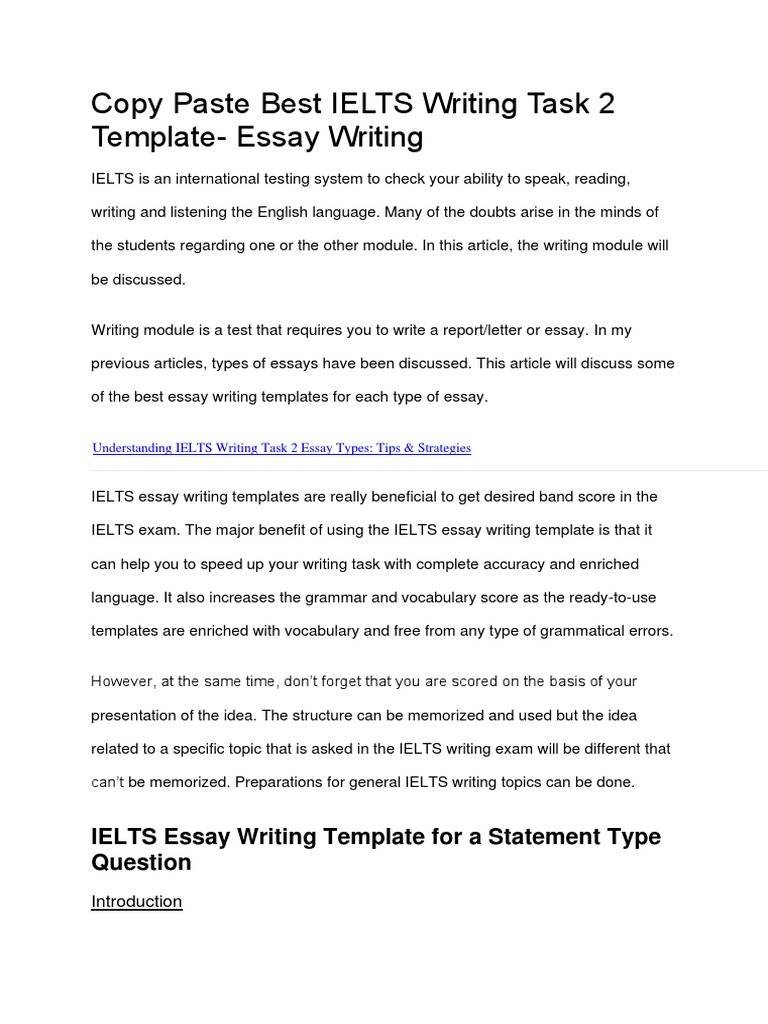 Copy Paste Best IELTS Writing Task 2 Template | PDF | International ...