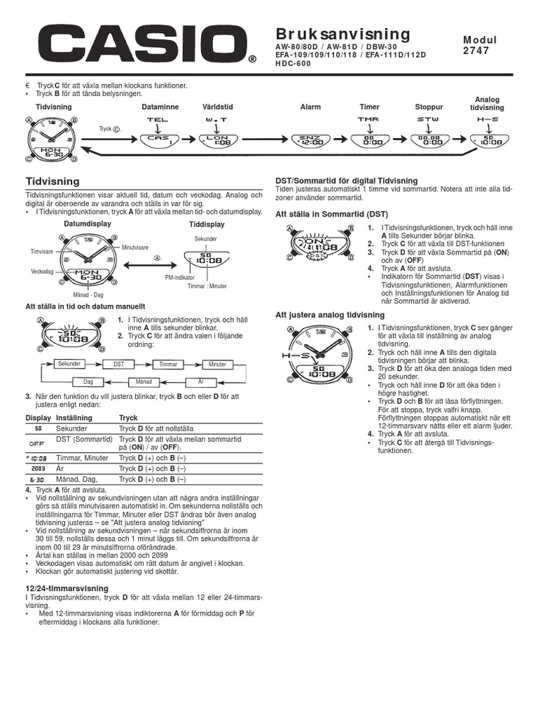 Casio Modul 2747 | PDF