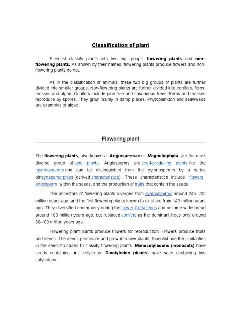 Classification of Plant | PDF