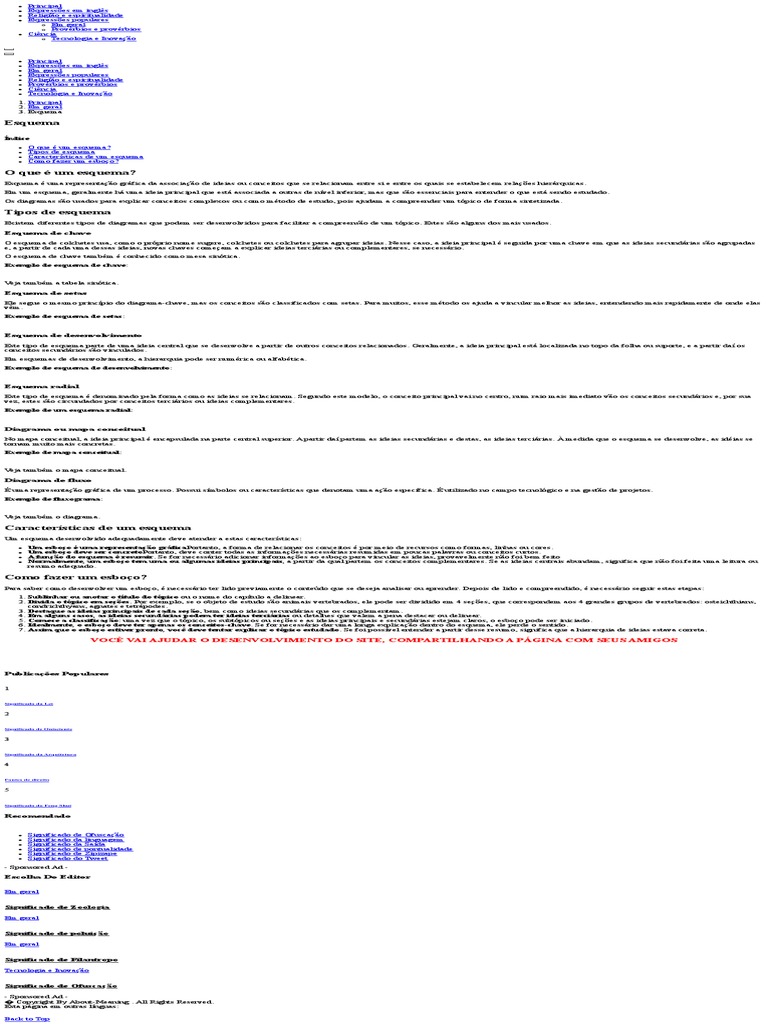 Esquema - o Que É, Como É e Tipos de Esquemas (Com Exemplos) | PDF ...