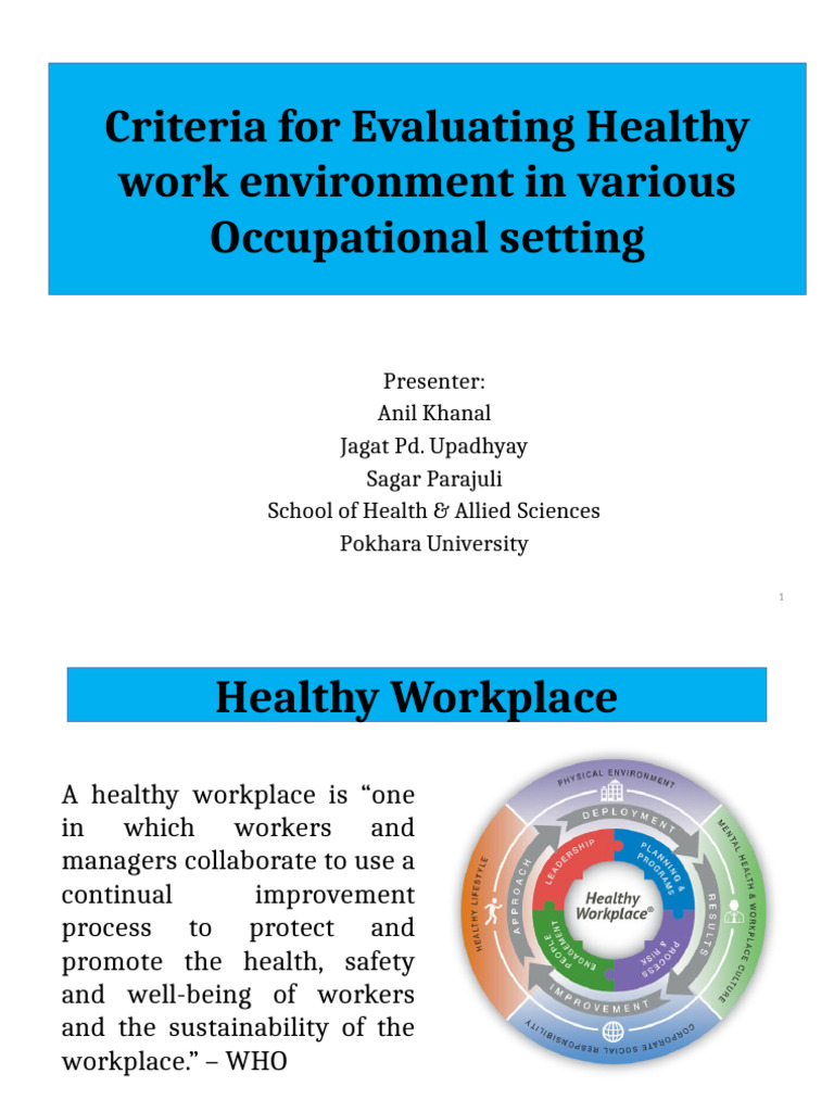 Criteria For Evaluating Healthy Workplace | PDF | Occupational Safety ...