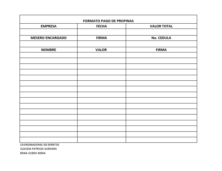 Formato Propinas Eventos | PDF