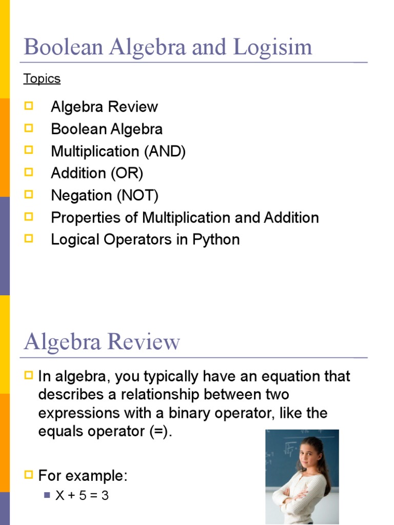 Lecture 9 Boolean Algebra and Logisim | PDF