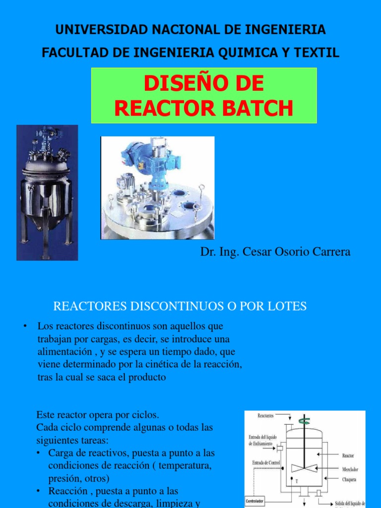 Diseño-de-reactor | PDF | Reactor Quimico | Velocidad de reacción