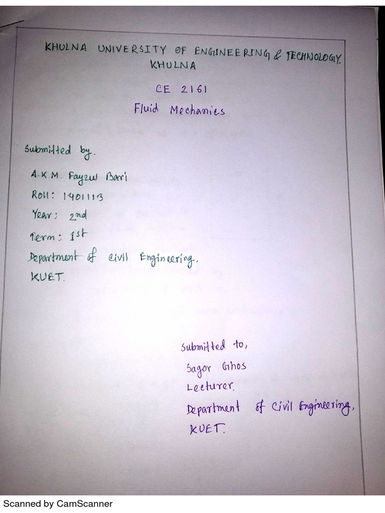 Assignment of Fluid Mechanics | PDF