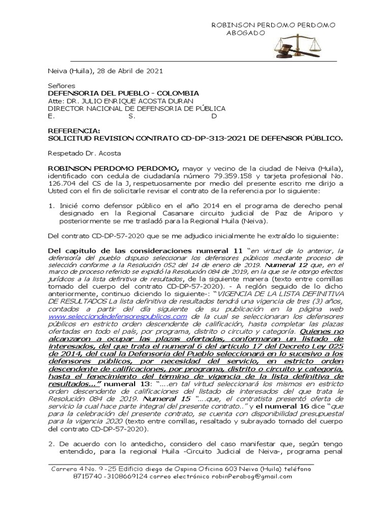 Oficio Para La Defensoria Pdf Gobierno