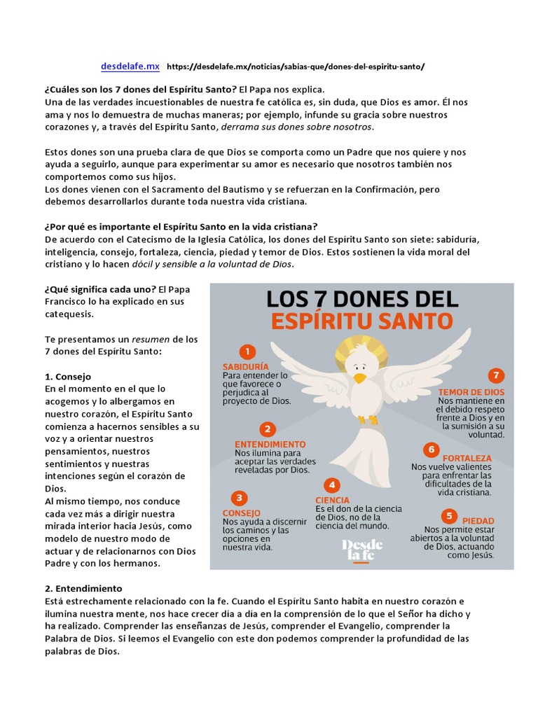 7 Dones del Espíritu Santo Explicados | PDF | espíritu Santo | Fe