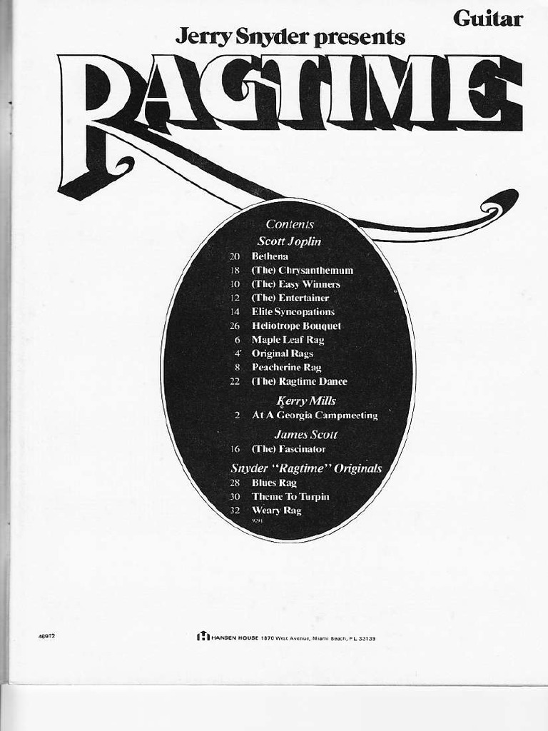 Jerry Snyder - Ragtime | PDF | Performing Arts | American Styles Of Music